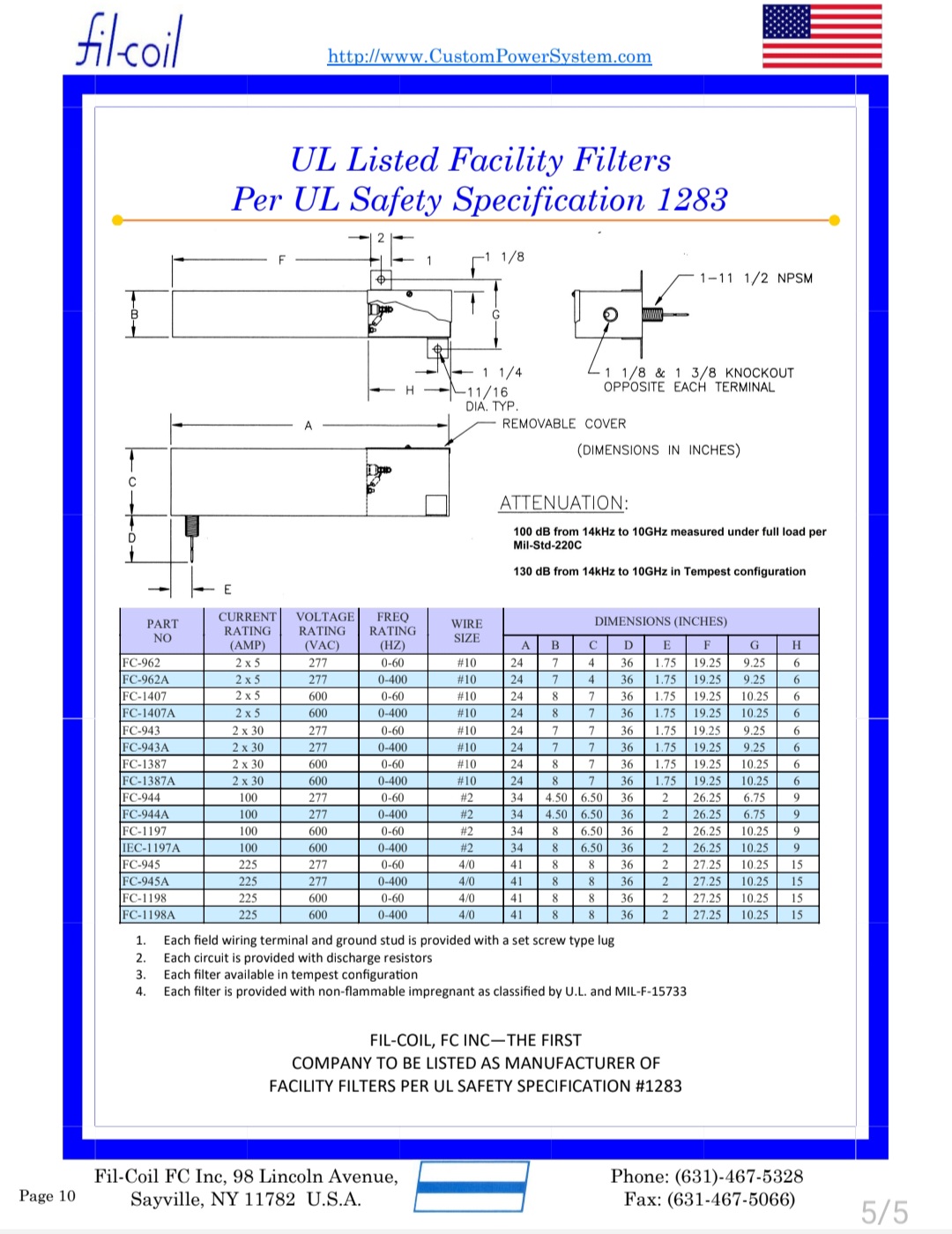 UL LISTED FACILITY FILTERS – Fil-Coil International