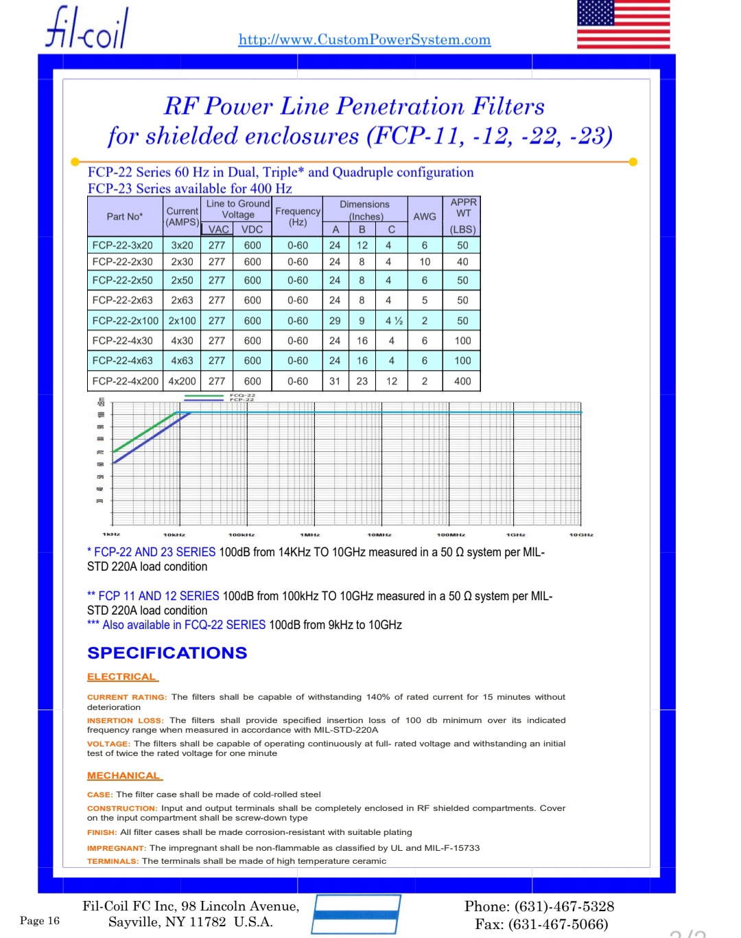 POWER LINE PENETRATION FILTERS – Fil-Coil International